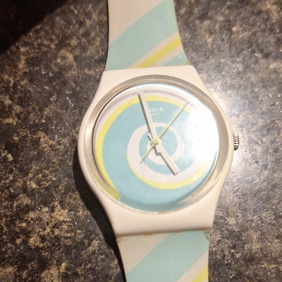 Swatch | Wearables | Swatch Blue And Yellow Spiral Watch Used | Poshmark